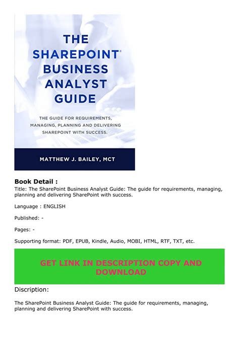 Pdf The Sharepoint Business Analyst Guide The Guide For Requirements