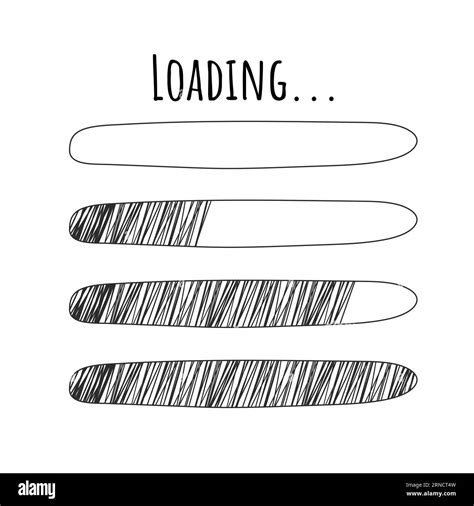 Set Loading Bar Progress In Doodle Style Isolated On White Background