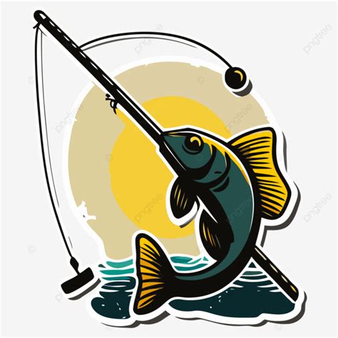 구식 낚시 로고 클립 아트 벡터 고립 된 만화 실루엣 낚싯대와 스티커 디자인 상표 Png 일러스트 및 벡터 에 대한 무료 다운로드 Pngtree