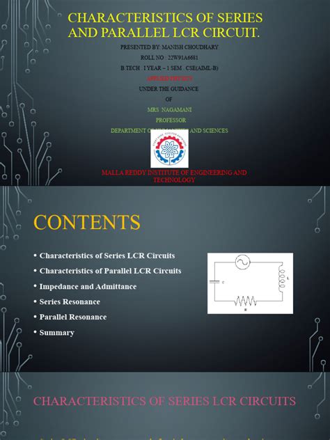 characteristics of series and parallel lcr circuit pdf electrical