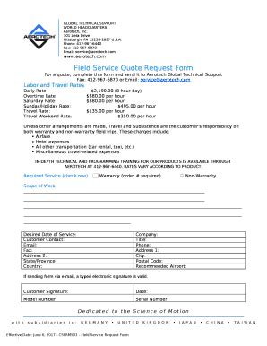 Field Service Quote Request Doc Template PdfFiller