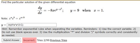 Solved This Is Calc II Chapter Of Separation Of Variables Chegg Com