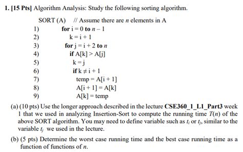 Solved Pts Algorithm Analysis Study The Following Chegg