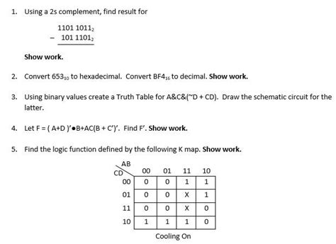 Solved 1 Using A 2s Complement Find Result For 1101 10112