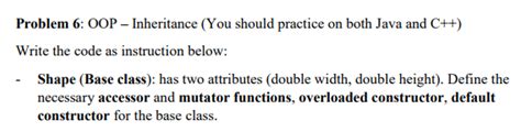 Solved Problem OOP Inheritance You Should Practice On Chegg
