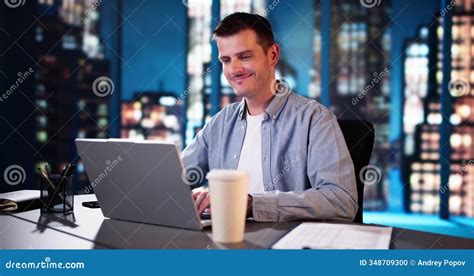 Successful Stock Market Trader Looking At Graphs On Multiple Screens
