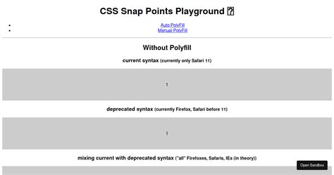 Css Scroll Snap Polyfill Examples Codesandbox