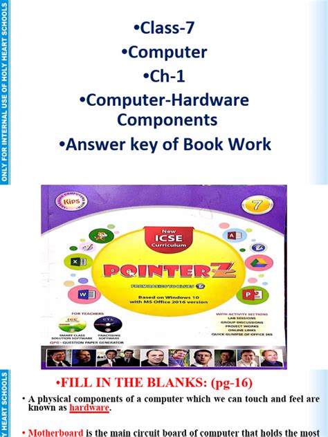 Class-7 Computer Ch-1 Computer-Hardware Components Answer Key of Book Work | PDF | Computer ...