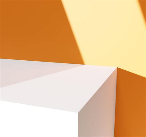 주황색 벽 3d 렌더링에 창 그림자가 있는 최소 제품 배치 배경 프리미엄 사진