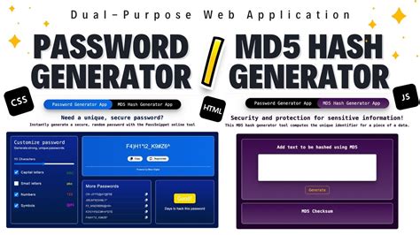 🔐build A Secure Password And Md5 Checksum Generator App Using Html Css
