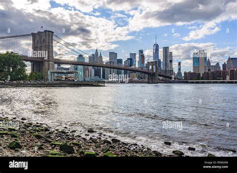 Nyc Skyline From Dumbo In The District Of Brooklyn New York Usa Stock