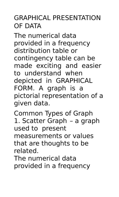 Graphical Presentation Of Data Graphical Presentation Of Data The Numerical Data Provided In A