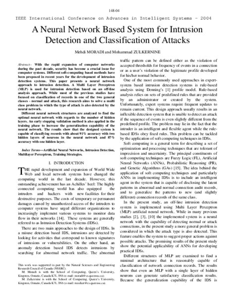 pdf a neural network based system for intrusion detection and