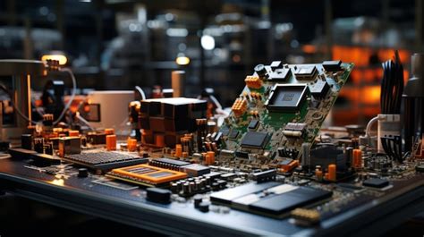 Premium AI Image Assembly Process Of A Personal Computer In An Electronic Factory