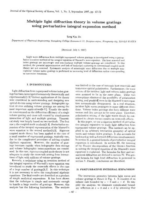 Pdf Multiple Light Diffraction Theory In Volume Gratings Using