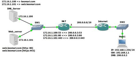 how to get dns to work with static pat in packet tracer topology with