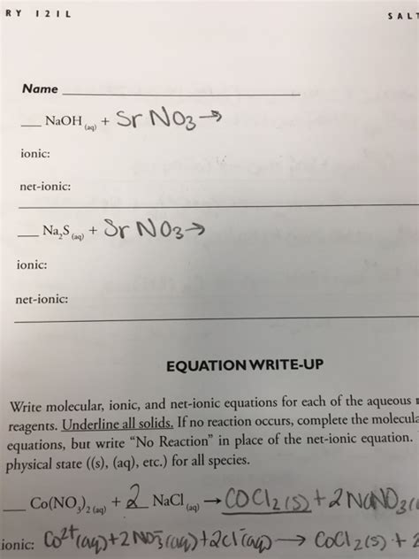Solved Write molecular, ionic, and net ionic equations for | Chegg.com