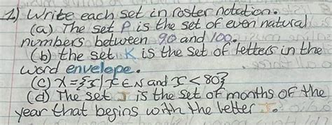 solved write each set in roster notation a ﻿the set p ﻿is