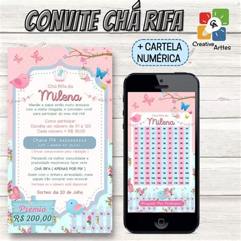 Convite Chá Rifa Jardim Encantado Elo7 Produtos Especiais