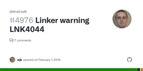 Linker Warning Lnk4044 · Issue 4976 · Dotnetsdk · Github