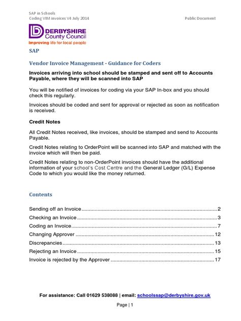 Guidance For Coding And Approving Vendor Invoices In The Sap System