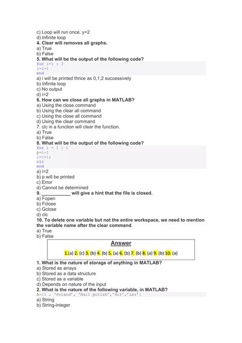 Matlab Questions And Answerspdf
