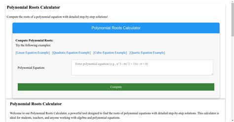 Polynomial Roots Calculator With Detailed Steps
