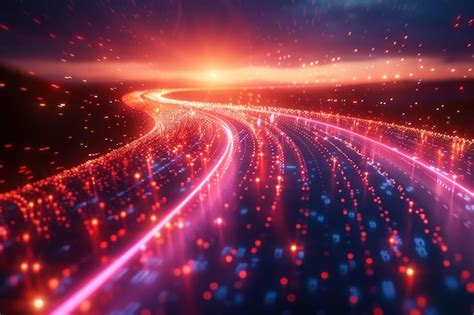 Fast Data Transfer Concept With Flow Of Data Moving In Synchrony Modern Abstract High Speed