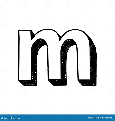 M Letter Hand Drawn Symbol Vector Illustration Of A Small English