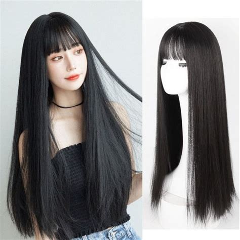 Wig Female Black Long Hair Soft Girl Realistic Wig Japan Daraz Pk