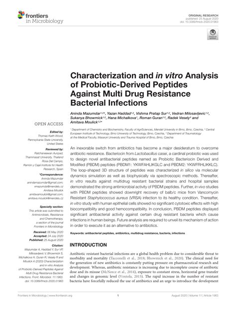 Pdf Characterization And In Vitro Analysis Of Probiotic Derived