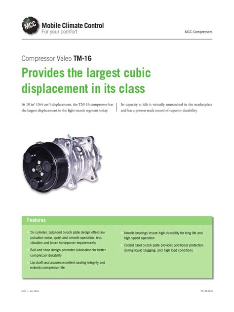 Tm16 Compressor Datasheet Web Pdf