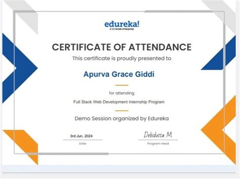 Apurva Grace Giddi On Linkedin Fullstackdevelopment Webdevelopment Internship Edureka