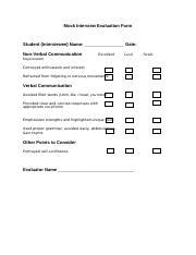 Mock Interview Evaluation Communication Skills Assessment Course Hero