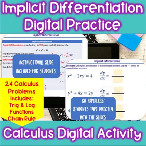 Implicit Differentiation Practice Calculus Digital Activity Tpt