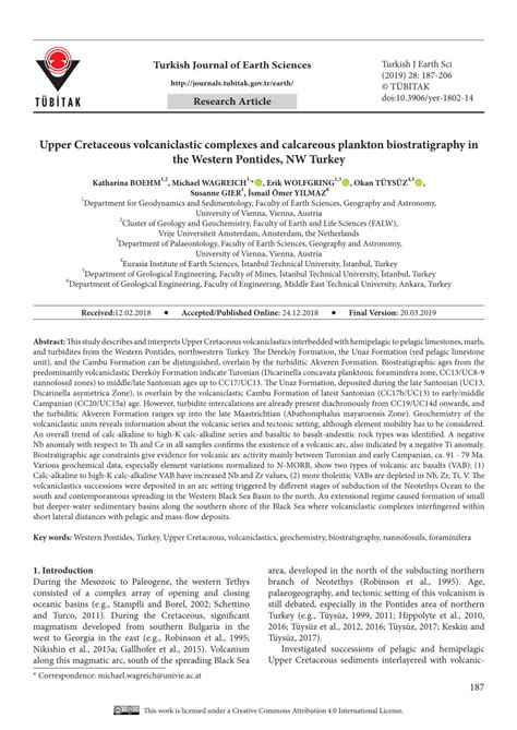 Pdf Upper Cretaceous Volcaniclastic Complexes And Calcareous Plankton Biostratigraphy In The