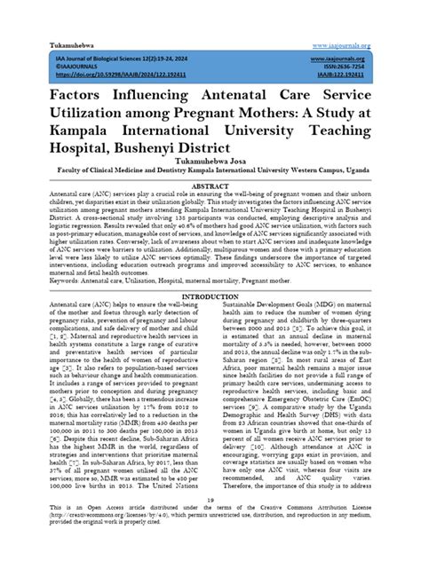 Factors Influencing Antenatal Care Service Utilization Among Pregnant