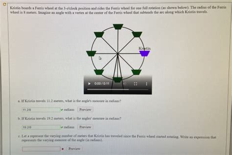 Solved Kristin Boards A Ferris Wheel At The 3 O Clock Position And