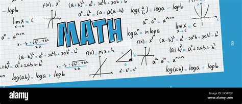 Math Exercises Formulas And Equations For Calculus Algebra With Grid Sheet And Blue Background