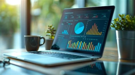 premium photo a laptop is open to a screen displaying a graph with a