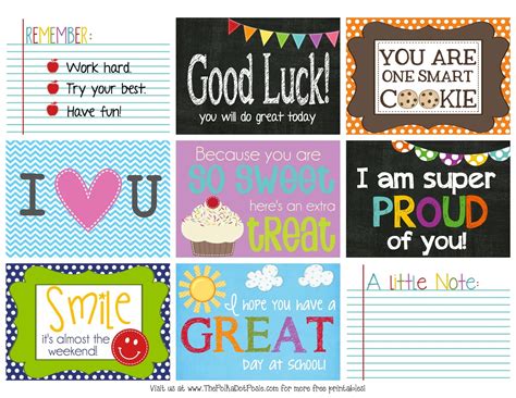 The Polka Dot Posie Free September Lunch Box Notes