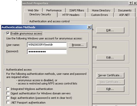 application pool identity and directory security in iis6 codeproject