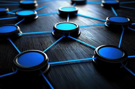 Minimalistic Ai Driven Business Network Visualized With Blue Connections On Dark Surface Stock