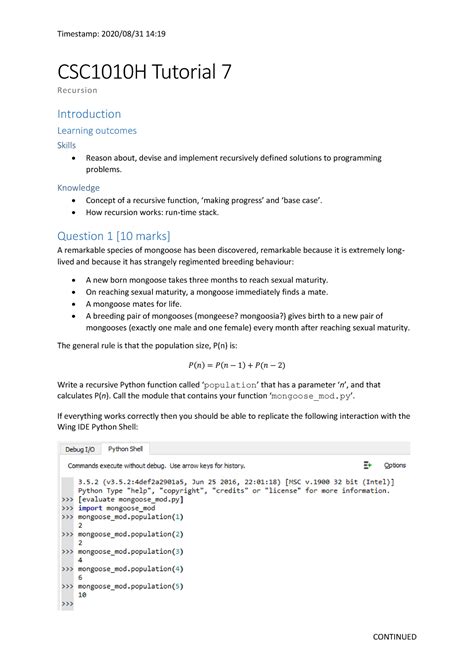 Assignment 7 Exercising Python programming skills Timestamp 2020 08 31 14 CSCϭϬϭϬH