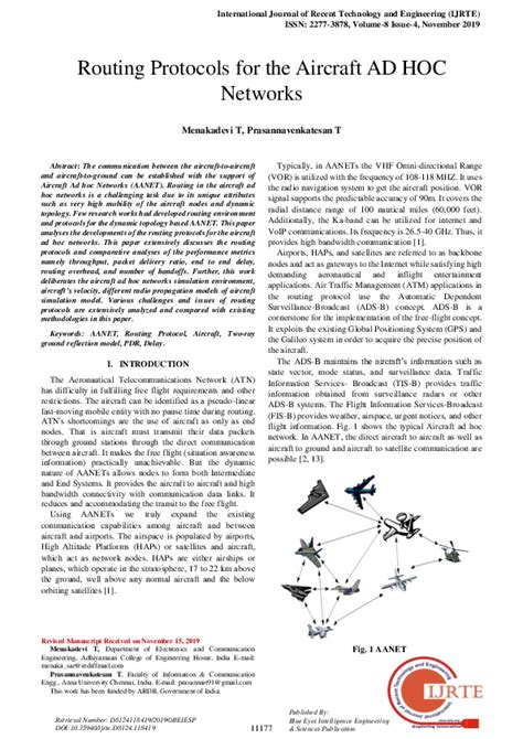Pdf Routing Protocols For The Aircraft Ad Hoc Networks