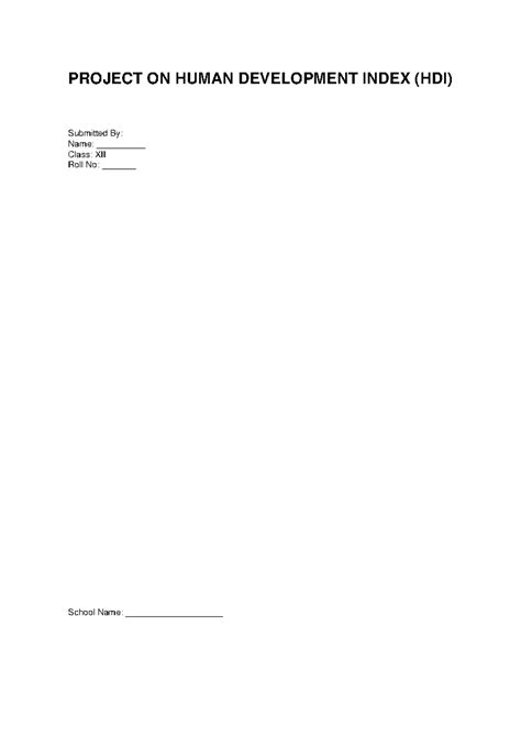 Human Development Index Hdi Project For Class Xii Economics Studocu