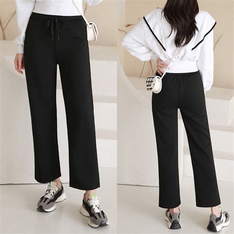 L Xl 면 스판 일자 통 트레이닝 밴딩 팬츠 츄리닝 바지 Pn0178 빅사이즈 루즈핏 봄 가을 코디