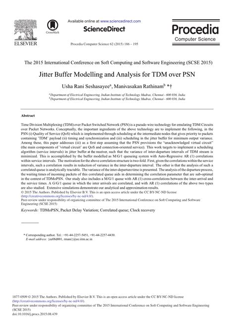 Pdf Jitter Buffer Modelling And Analysis For Tdm Over Psn