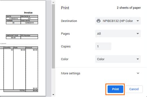 Printing An Invoice