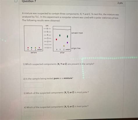 solved question 7 2 pts a mixture was suspected to contain